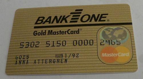 Bank One Credit Card Gold Mastercard - Un-Signed - Vintage Expired C | eBay