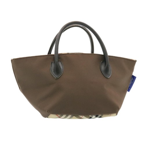 BURBERRY Nova Check Blue Label Hand Bag Nylon Brown Auth 26353 | eBay