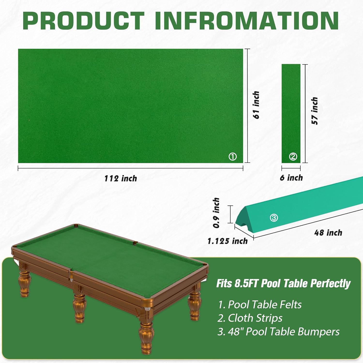 Pool Table Felt And Bumper Kit