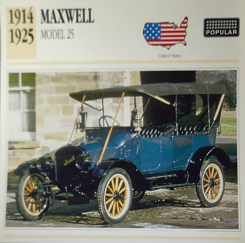 Maxwell Model 25 Car Picture Specs Info Detail Collector Card Original ...