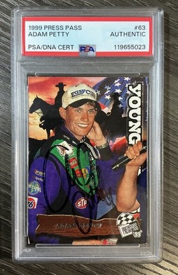 Adam Petty 1999 Press Pass #63 Autographed Signed PSA Authentic NASCAR ...