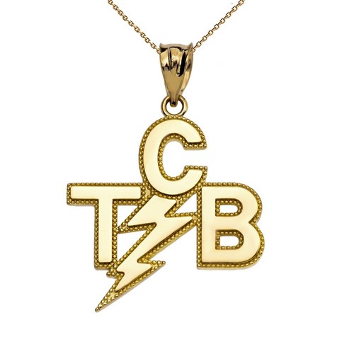 10K Solid Yellow Gold Taking Care of Business In A Flash (TCB) Pendant ...