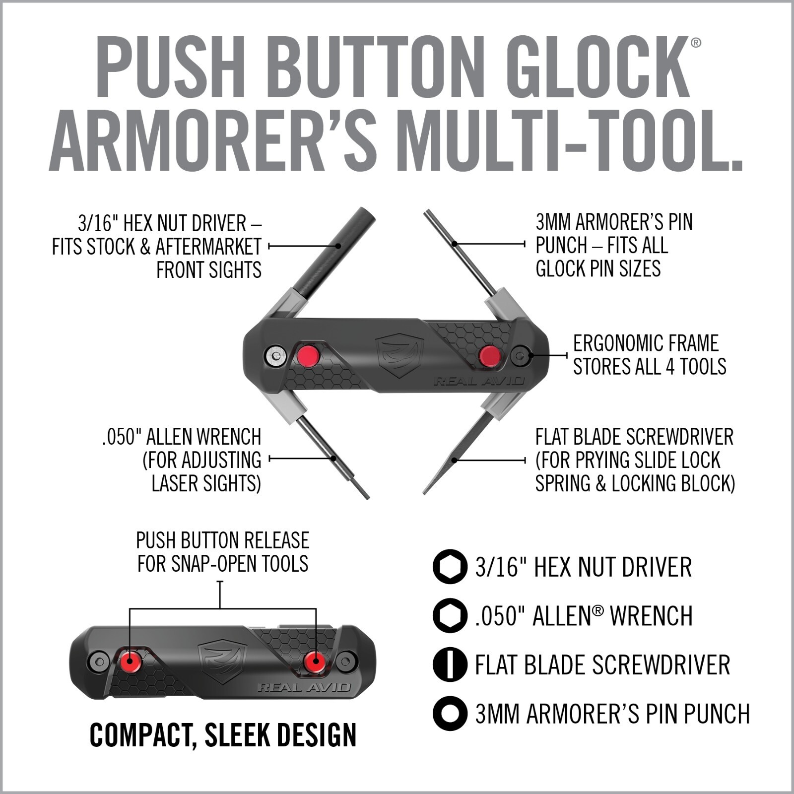 Real Avid 4-in-1 Multitool for Glock | Sight & Punch Tool, Screwdriver ...