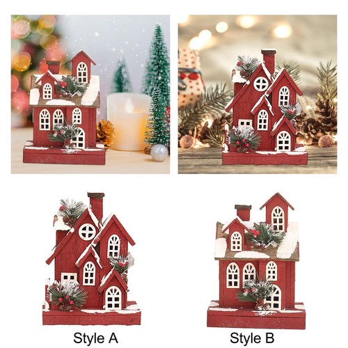 Red Mini Light up Building Xmas Kids Gift Christmas Snow House ...