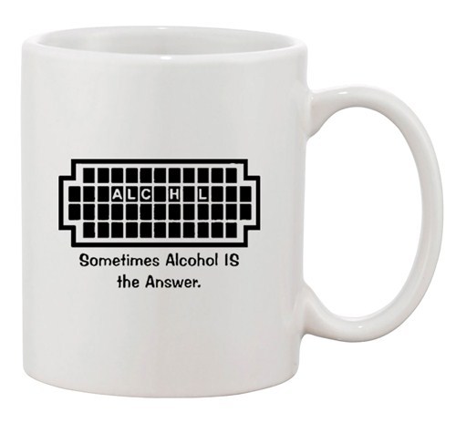 Sometimes Alcohol Is The Answer Puzzle Funny Humor Ceramic White Coffee ...