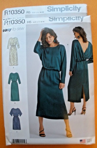 Simplicity R10350 9010 Pattern Misses Dress Deep V Back Sz 6-14 or 14 ...