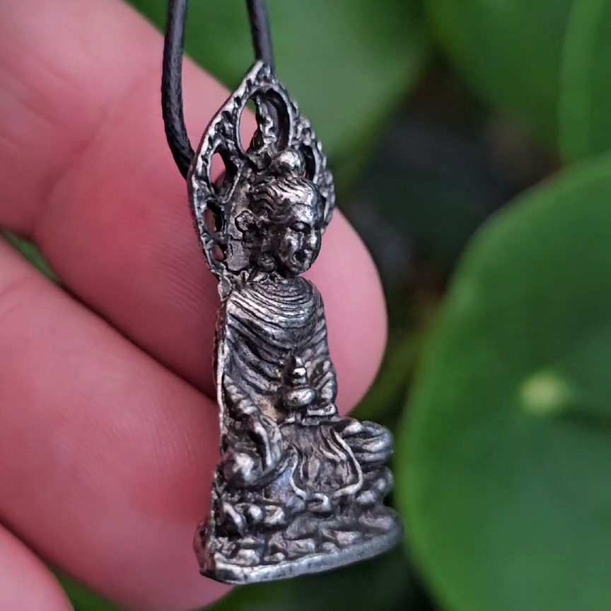 Medicine Buddha Necklace Pendant Indian God Cord Lace Amida Buddha ...
