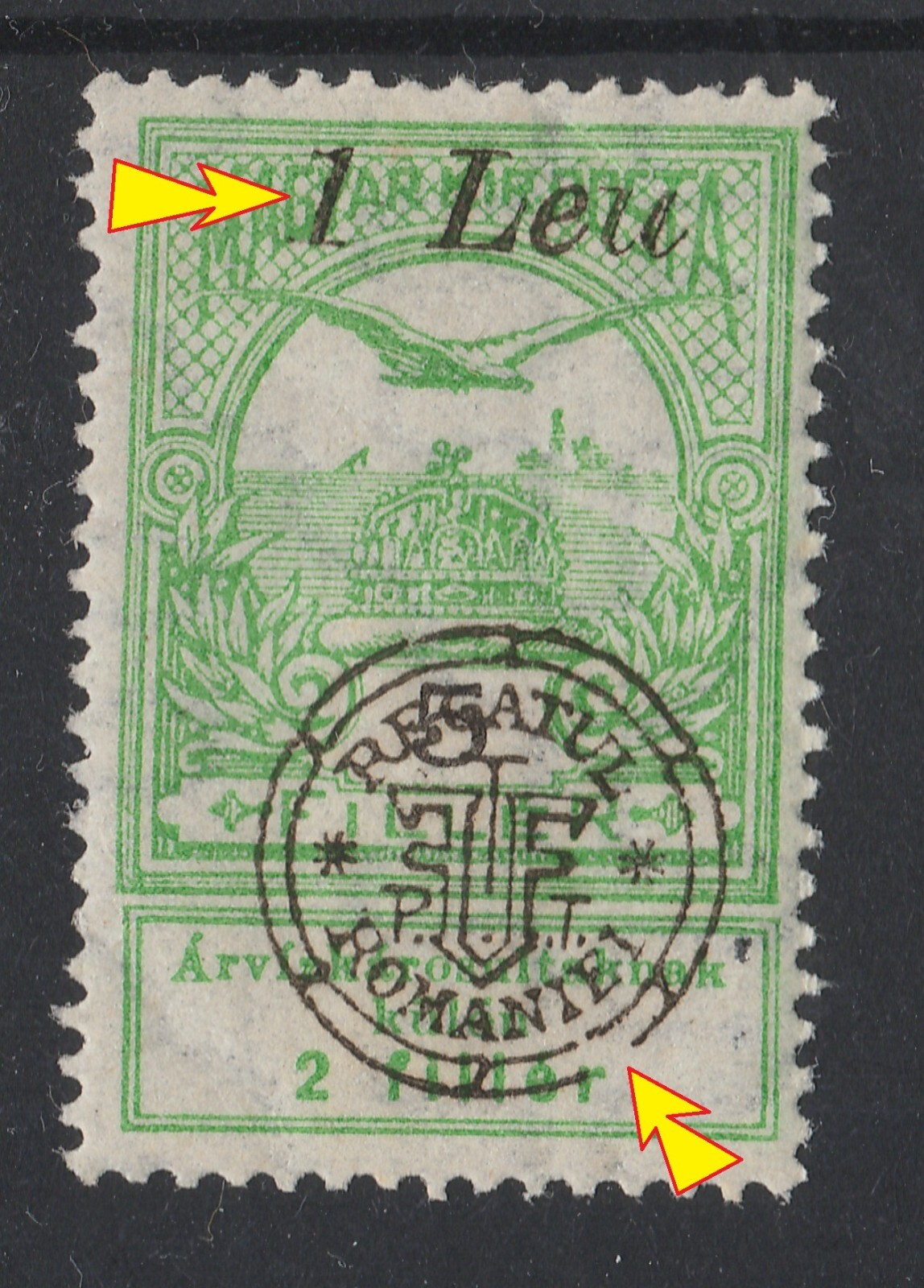 1 STAMP WITH ERROR Signed: BODOR"INUNDATIA"ROMANIA-HUNGARY 1919 ORADEA ...