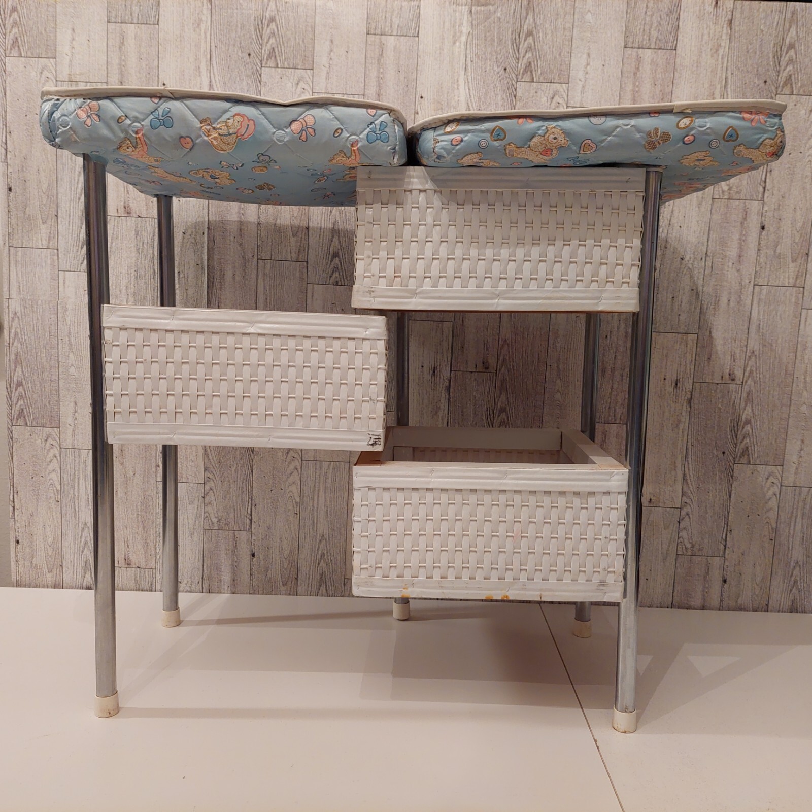 Vintage Doll Changing Table Wicker Basket Storage Pretend Play Berry ...