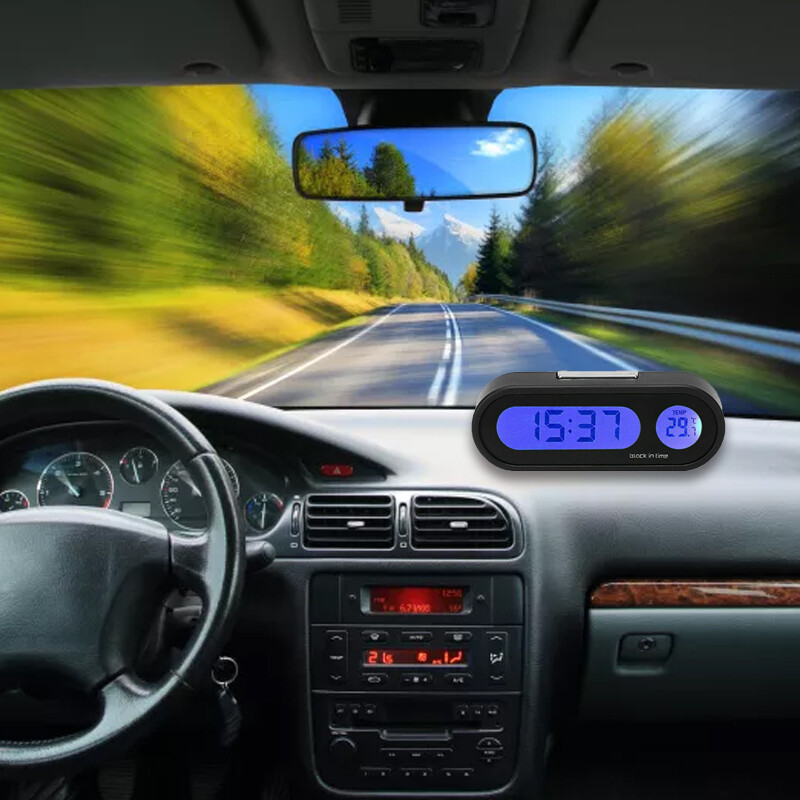 Car Electronic Clock Luminous Thermometer LED Digital Display Dashboard ...