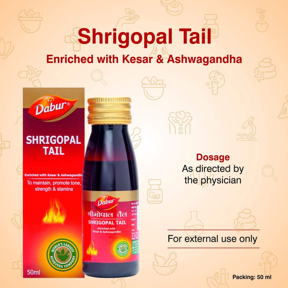 Dabur Shri Gopal Tail Oil 50ml Massage Oil For Men - Promotes Strength ...