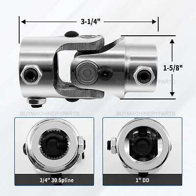 New 3/4" 30 Spline to 1" DD Powder Coated Steering Shaft U Joint ...