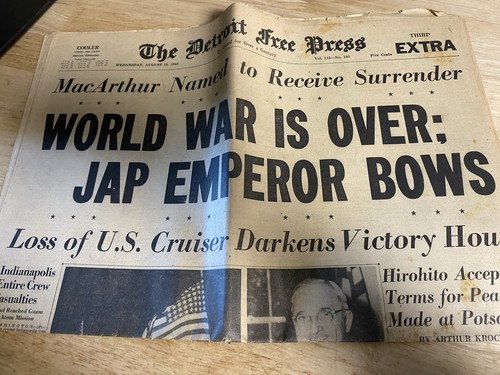 WW2 Newspaper 1945 World War Is Over Japan Surrenders Militaria | eBay