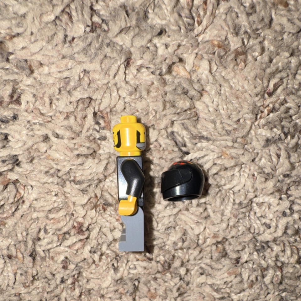 LEGO Minifigure with Flame Skull Torso, Black Flame Helmet, and Angry ...