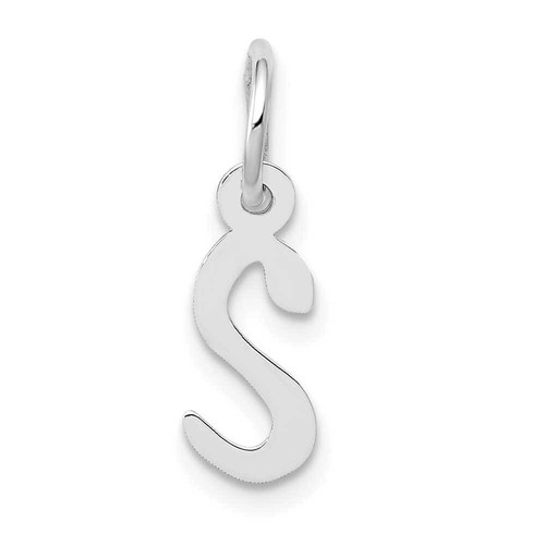 14k White Gold Small Slanted Block Letter S Initial Charm | eBay
