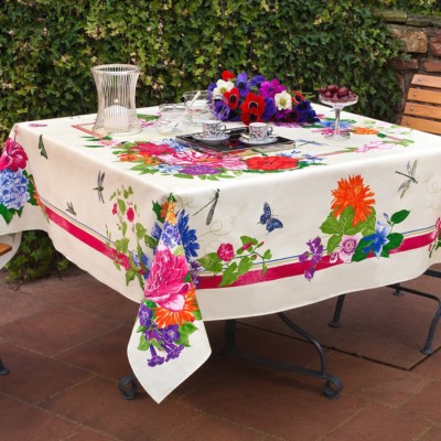 BEAUVILLE, "PALAIS ROYAL" FRENCH SATIN COTTON TABLECLOTH, 67" x 106 ...