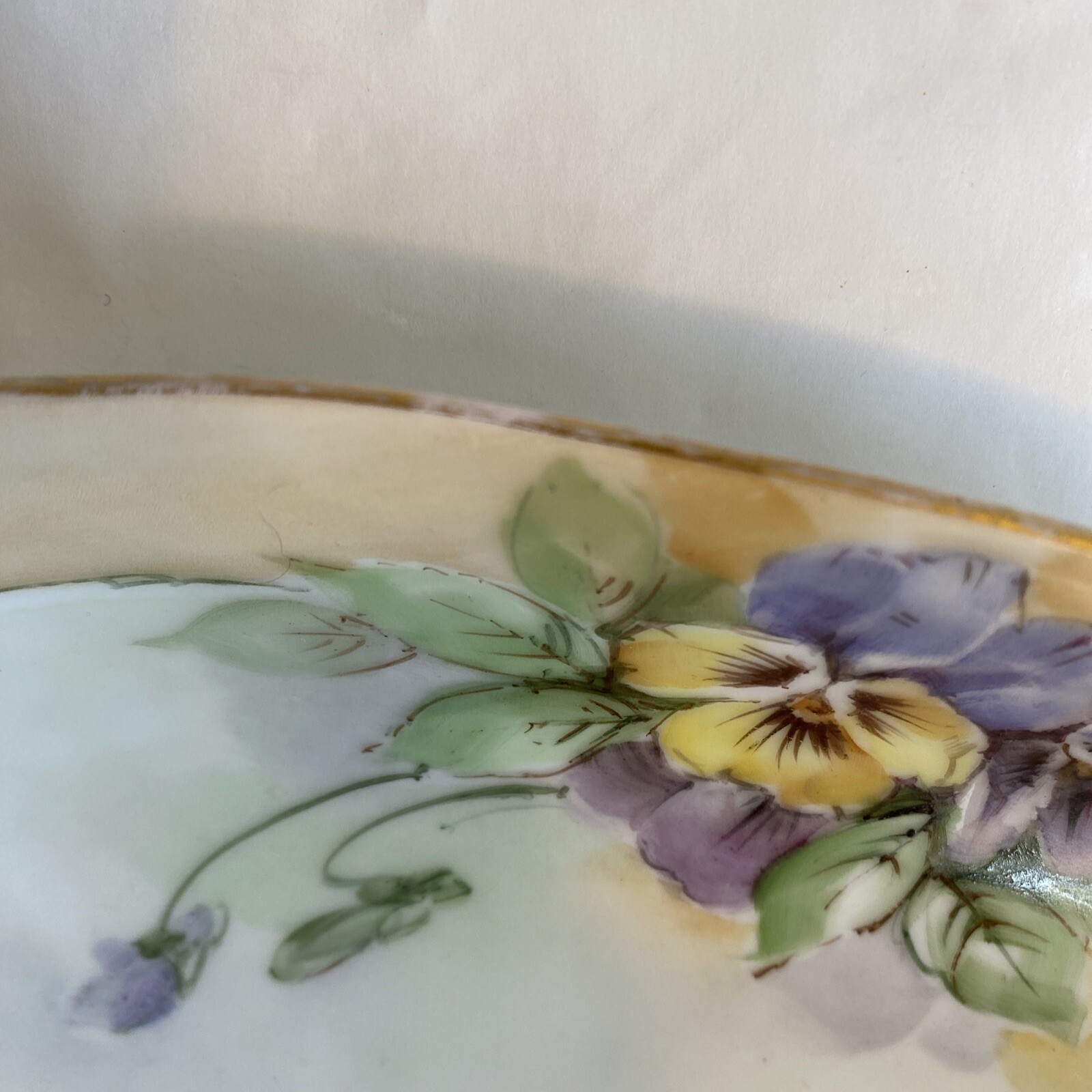 Antique Hand Painted Handle Oval Dish Pansy Flowers Signed Bavaria | eBay