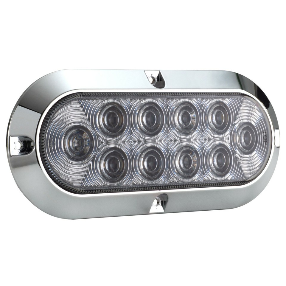 6" Clear Amber Led Oval Surface Mount Stop Tail Turn Chrome DOT Semi 2 ...