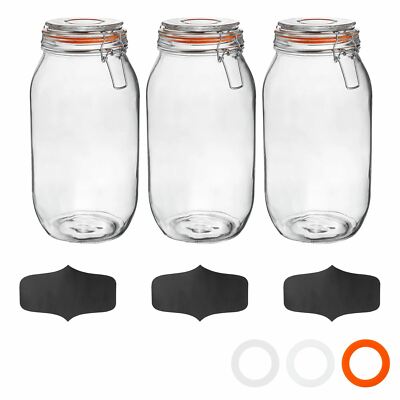 Glass Storage Jars Airtight Clip Top Lid Food Preserve Preserving Jar ...