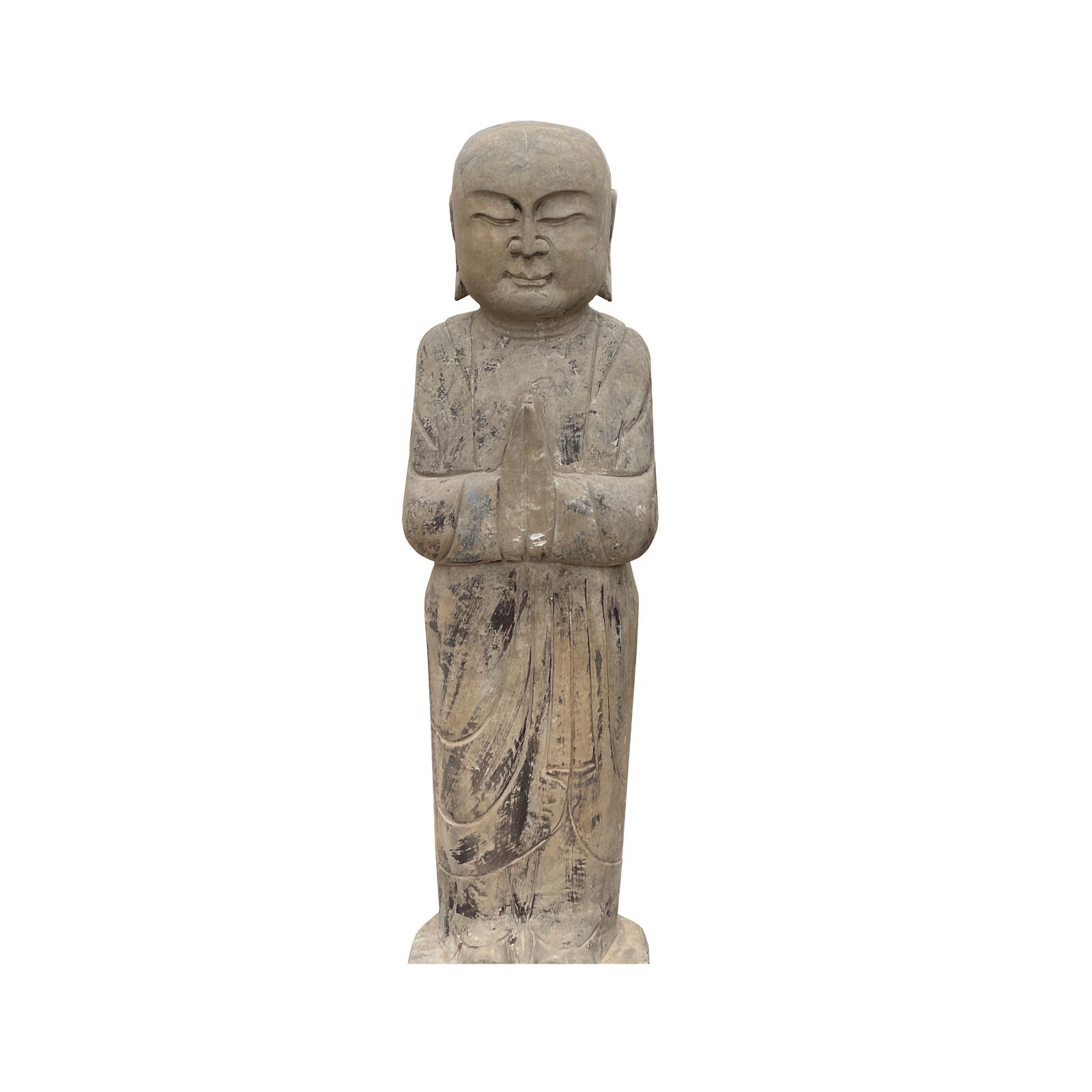 Pair Chinese Stone Carved Standing Zen Garden Monk Lohon Statues cs7645 | eBay