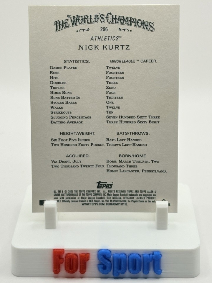 2025 Topps Allen & Ginter - Nick Kurtz #296 (RC) | eBay