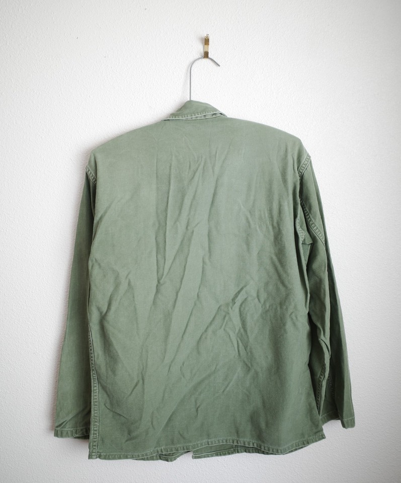 VTG 70s USMC OG 107 Sateen Vietnam Army Military Marine Button Up Shirt ...