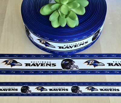 7/8 & 1.5" (1YD) Baltimore Ravens Grosgrain Ribbon Football Sports Hair ...