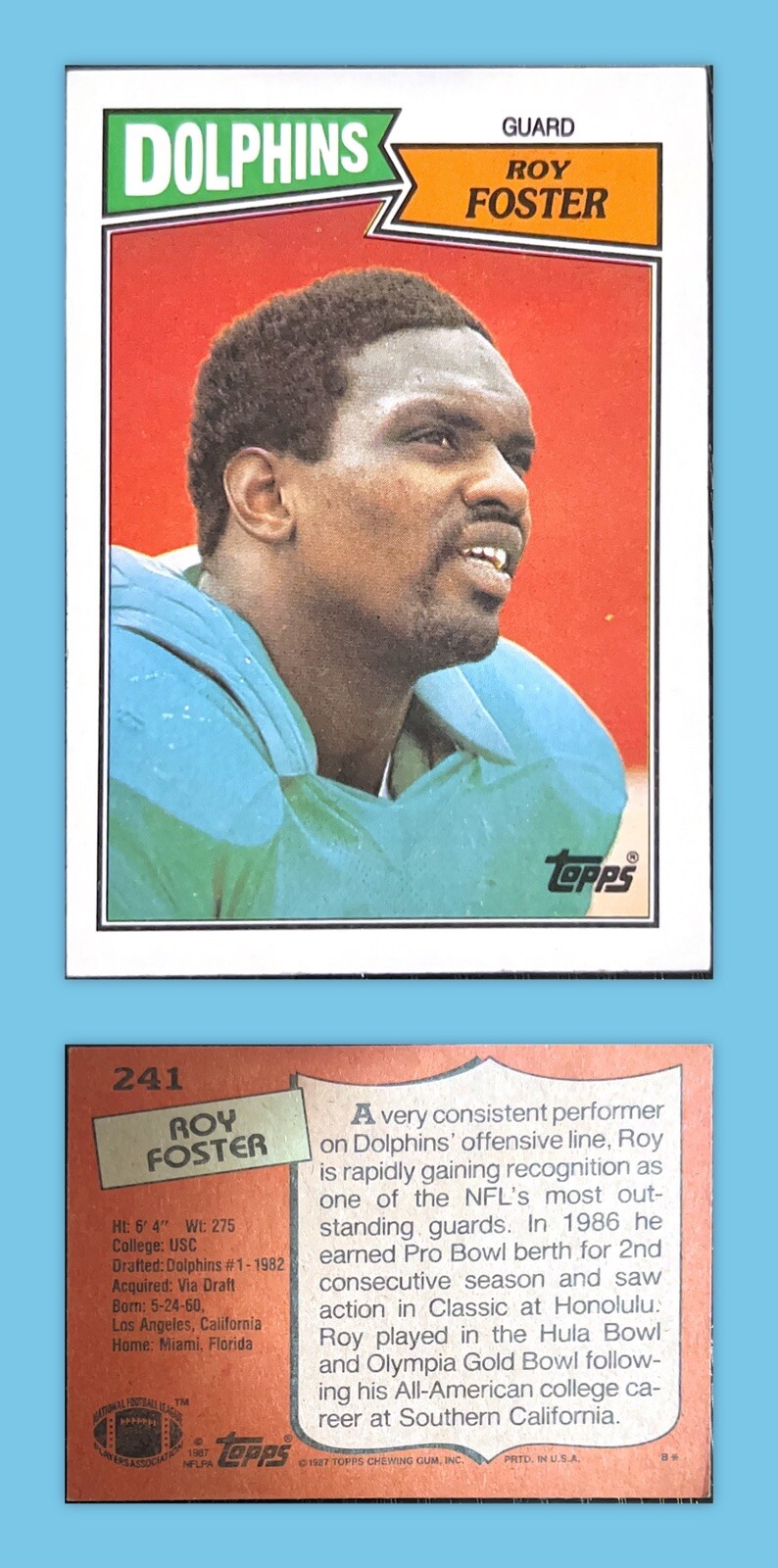 ⚓️🔥Roy Foster 1987 Topps #241 Dolphins Football Card | eBay