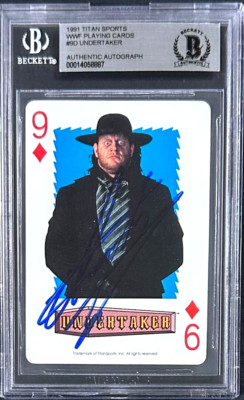 Undertaker Signed 1991 Titan Sports WWF Playing Card #9D Beckett Authen ...