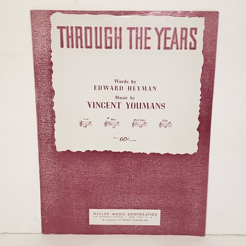 Vintage 1931 Through The Years Sheet Music by Edward Heyman & Vincent ...