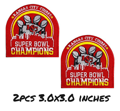 2PCS Kansas City Chiefs Super Bowl Champions Embroidered Iron On Patch ...
