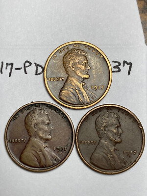 1917-PDS LINCOLN WHEAT CENT SET, Very High Grade condition coins, set ...