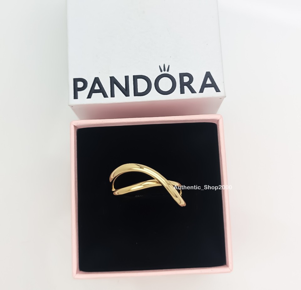 New Authentic PANDORA ESSENCE Gold Organically Shaped Infinity Ring ...
