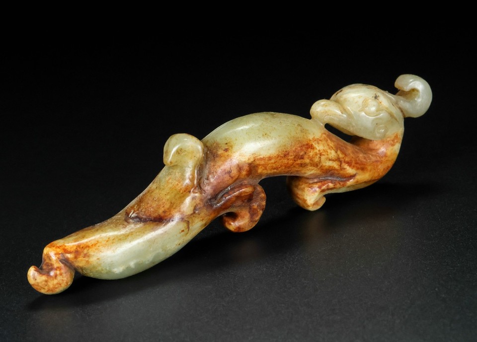 Neolithic Chinese 120MM Hetian Jade Carving Fengshui Phoenix Bird ...