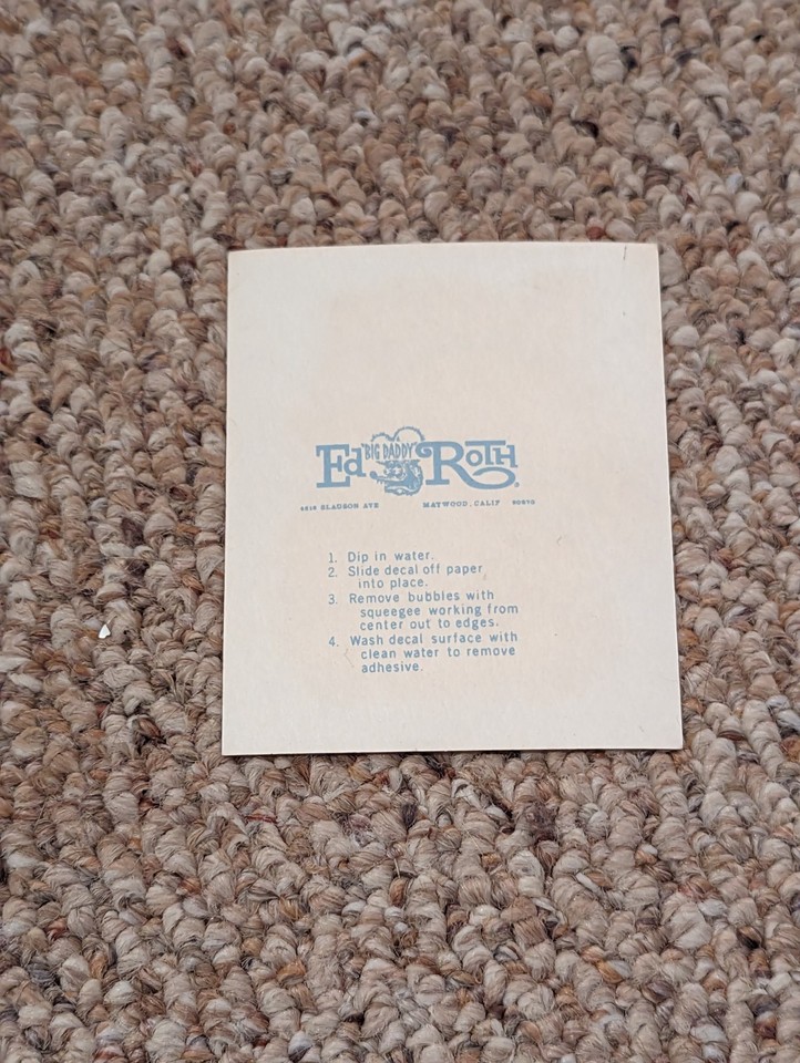 VINTAGE ORIGINAL 1964 ED ROTH "FUGITIVE" RAT FINK WATER DECAL ART RARE ...