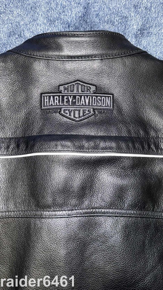 Harley Davidson Men's Milestone Reflective Black Leather Jacket XL ...