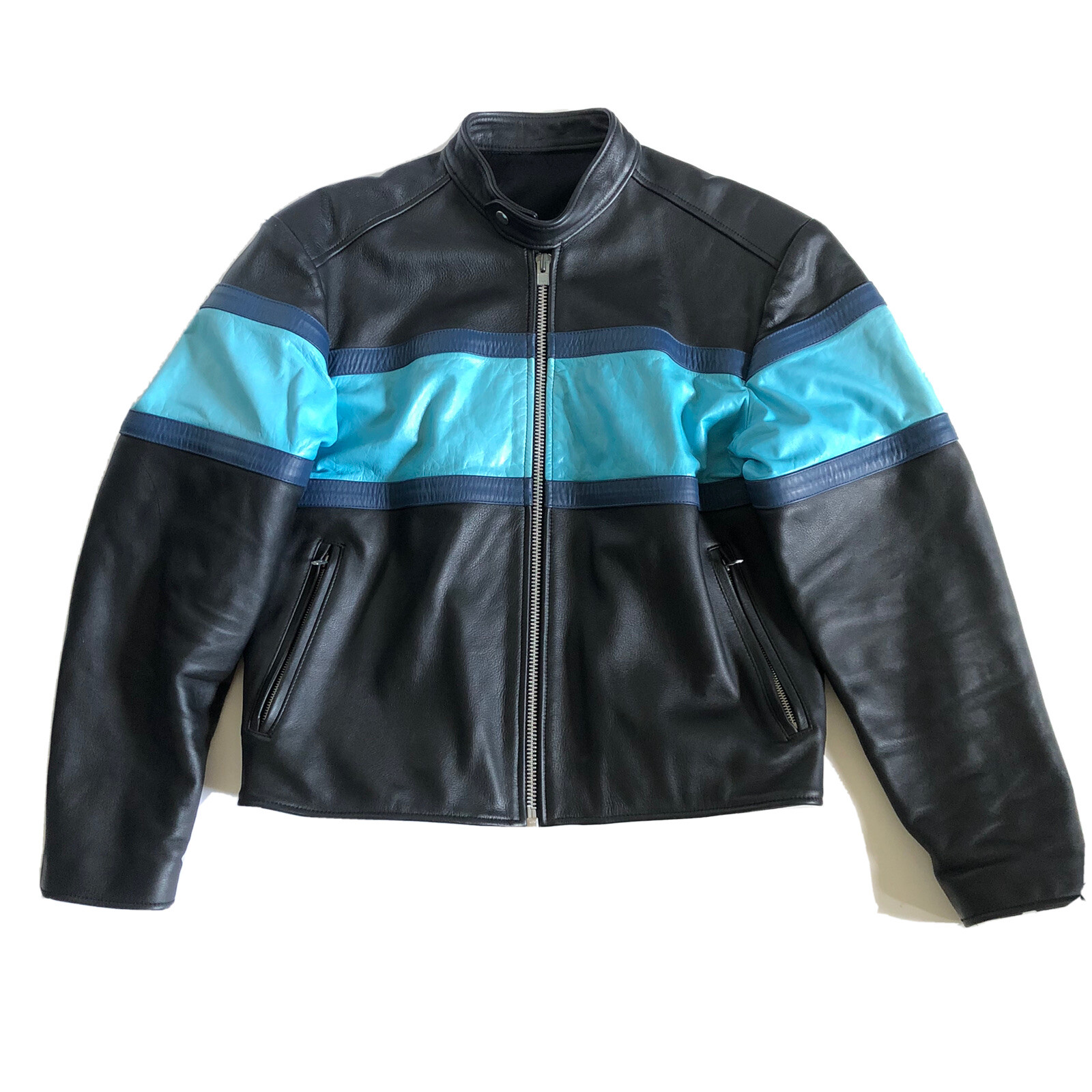 Men's North Bound Leather 6130 Striped Engineer Jacket Blue/Turquois ...