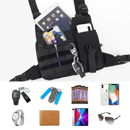 Tactical Chest Bag Lightweight Running Chest Pack, Water Tactical Black ...