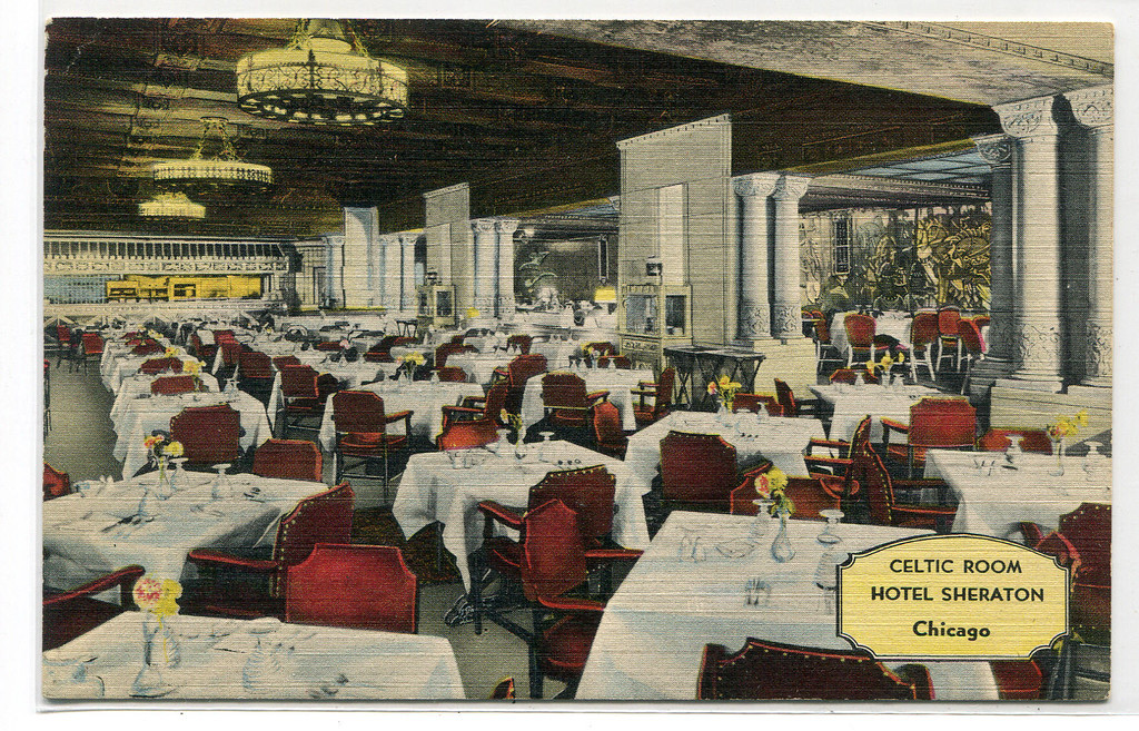 Celtic Room Restaurant Interior Hotel Sheraton Chicago Illinois linen ...