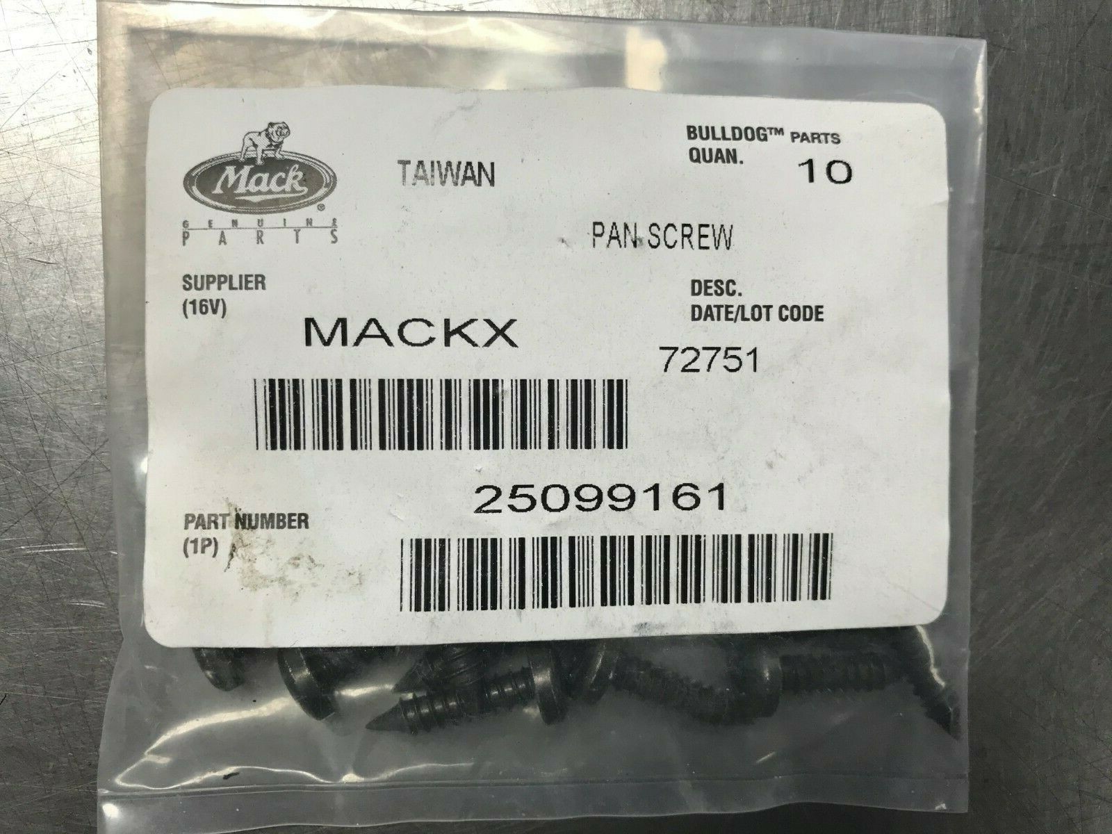 25099161 OEM MACK Bulldog PAN SCREW QTY of 10 Screws | eBay