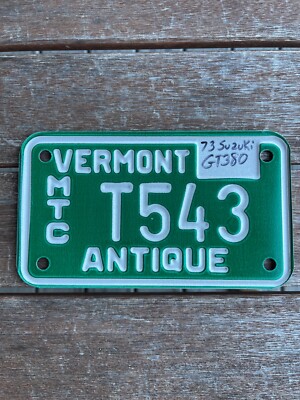 2020s VERMONT VT ANTIQUE MOTORCYCLE MC LICENSE PLATE # T543 | eBay