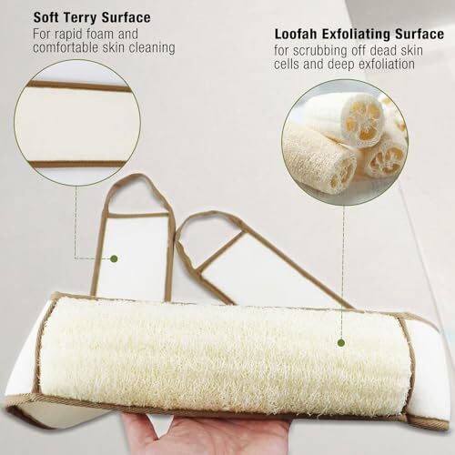 50 Inch Extra Long Back Scrubber, Natural Loofah Exfoliating Back ...