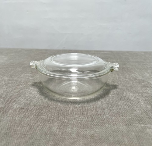 Vintage PYREX Casserole Dish 019 Clear Glass 20 Oz. Covered W/ Lid Tab ...