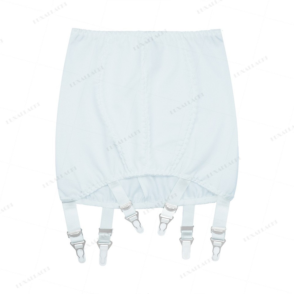 Elastic 6 Strap Garter Belt Flat-sewn Front Panel Waist Shaping Girdle ...