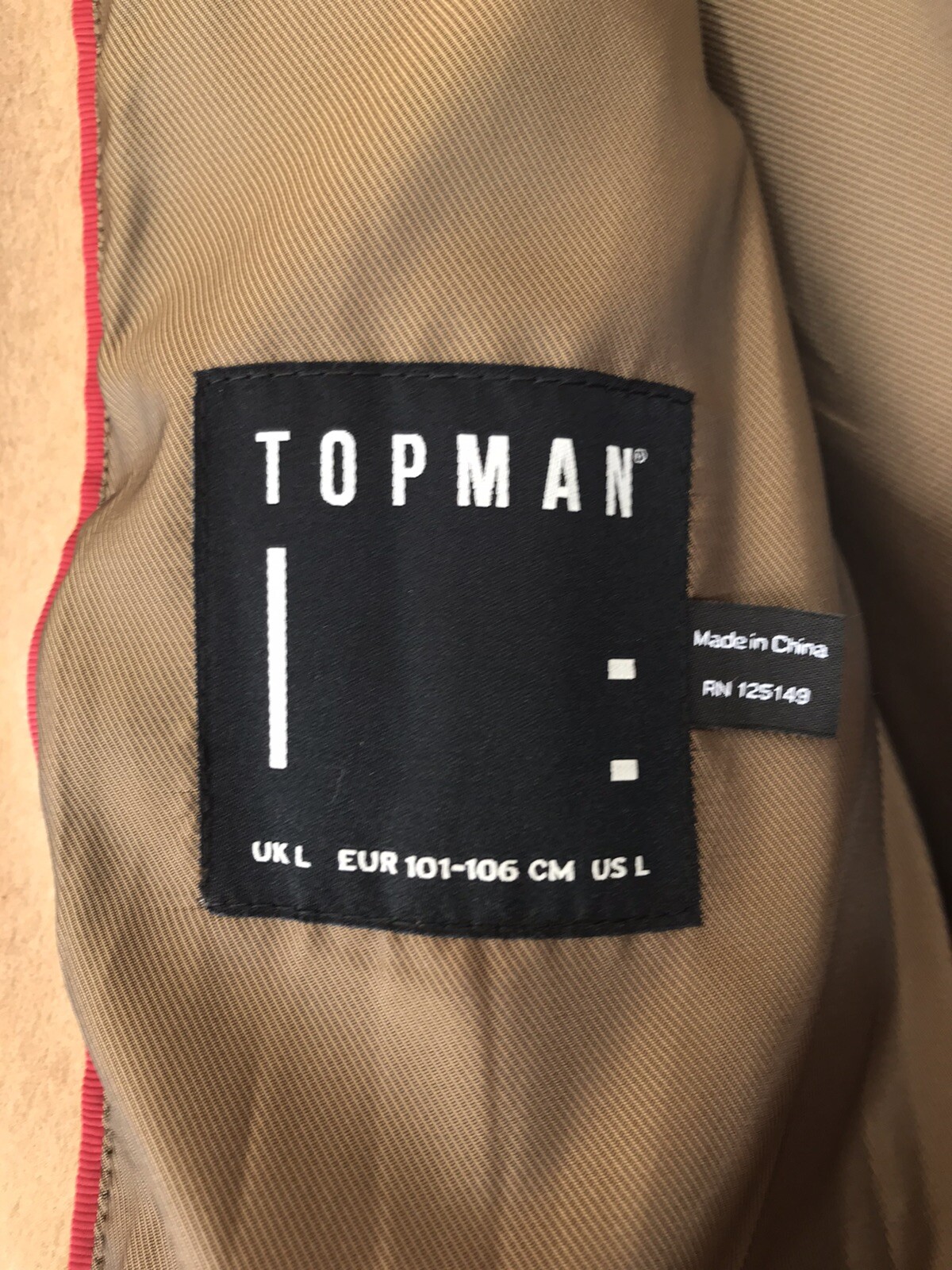 NEW Topman Scott Overcoat With Wool - Camel - Large | eBay