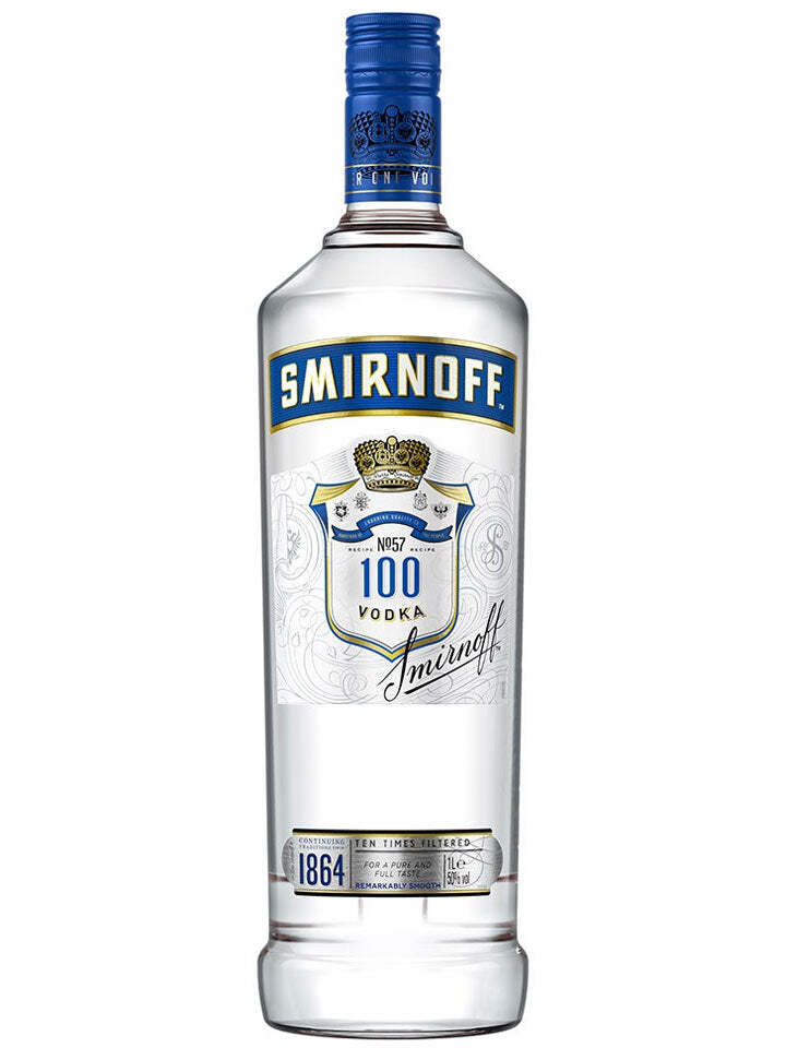 Smirnoff Blue Label 100 Proof Export Strength Vodka 1L 5410316501675 ...