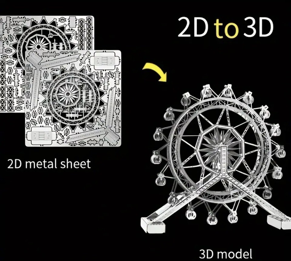 Turnable Ferris Wheel 3D Metal Self Assembly DIY Model Kit UK SELLER ...