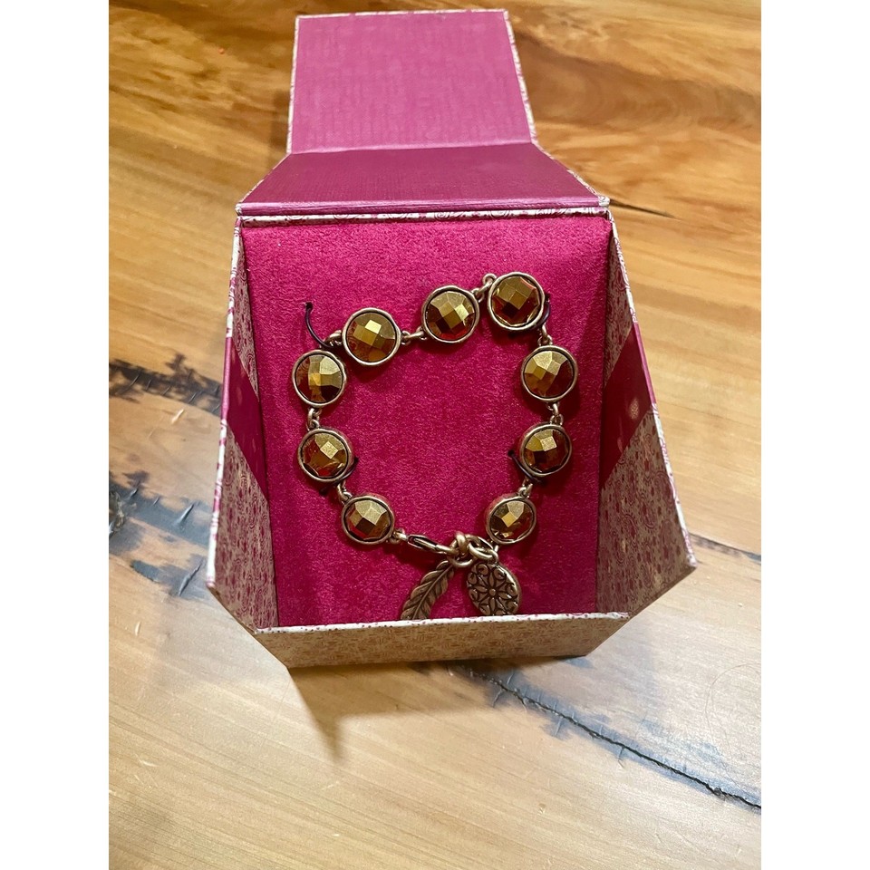 NEW Lucky bracelet Topaz golden feather Boho Bohemian | eBay