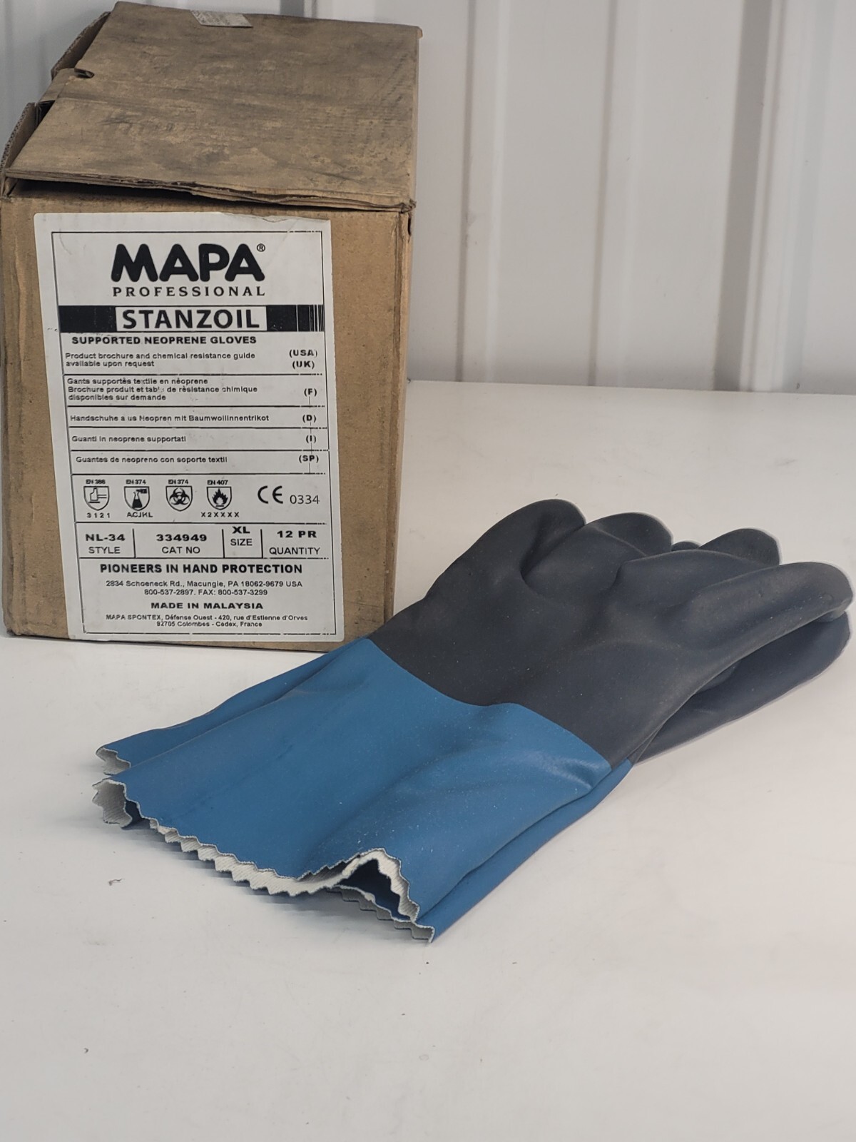 MAPA PROFESSIONAL 334949 STANZOIL NEOPRENE GLOVES #NL-34, XL Box Of 12 ...