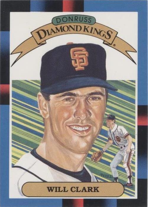 1988 Donruss - Diamond Kings Will Clark #21 Black Corner Top Left for ...